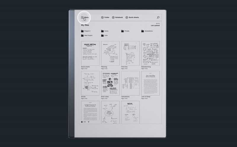 Navigating on your reMarkable