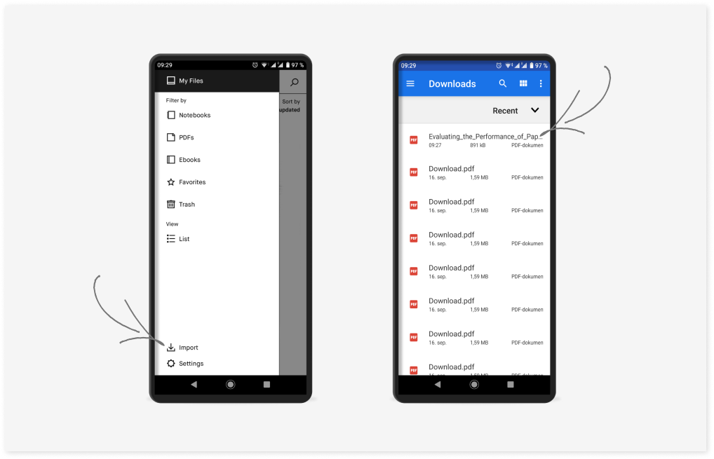 Importing and exporting files