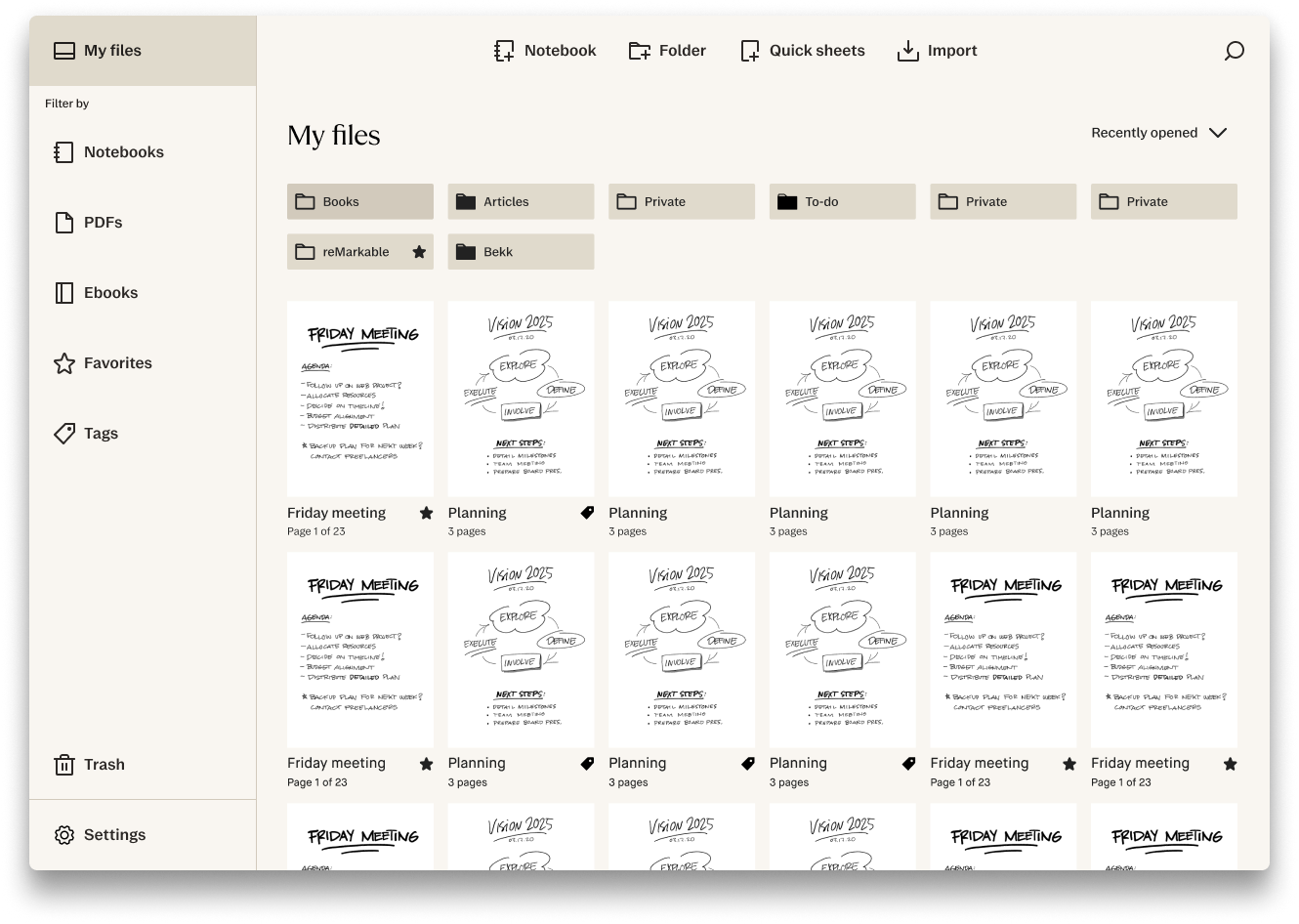 Importing and exporting files