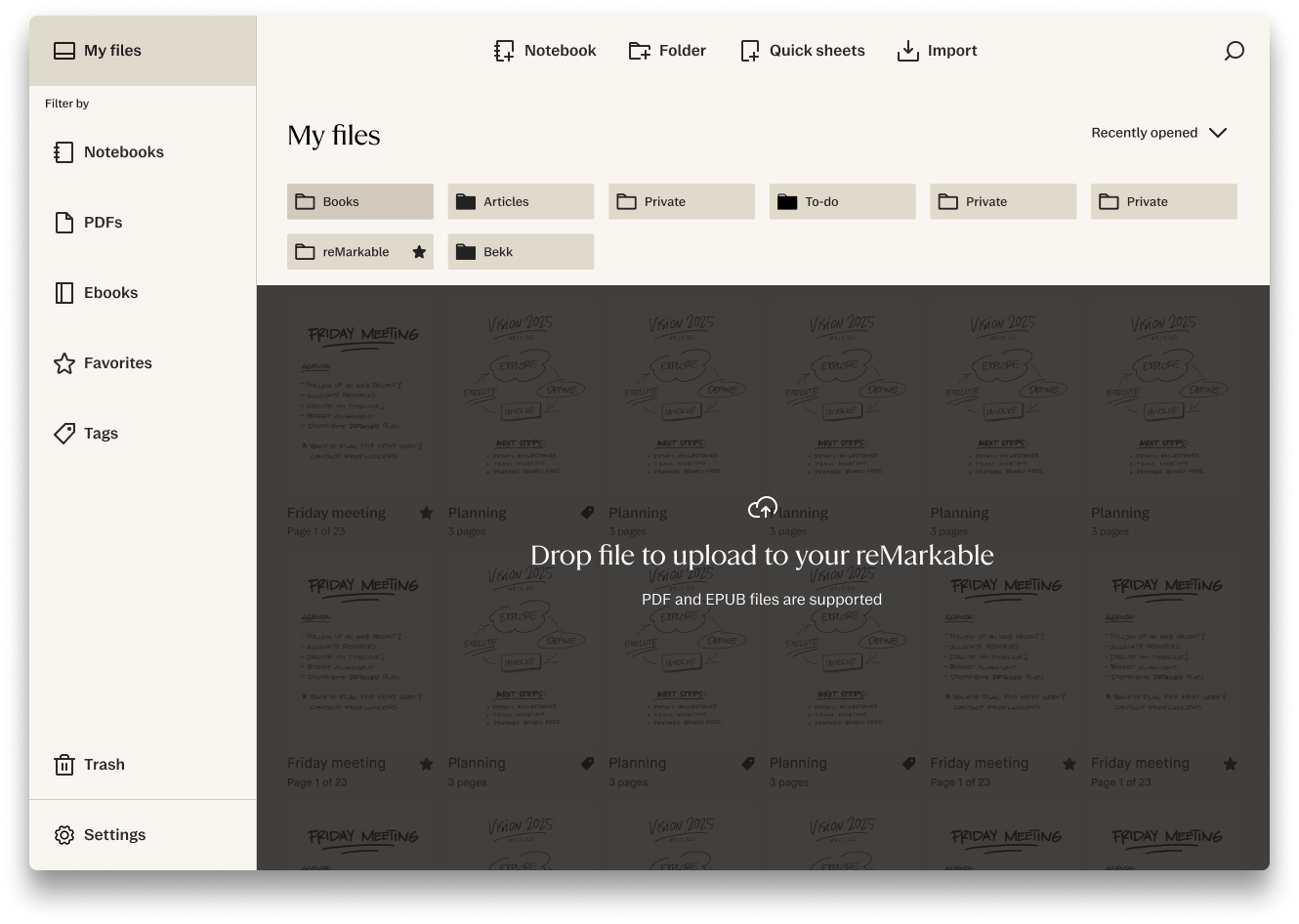Importing and exporting files
