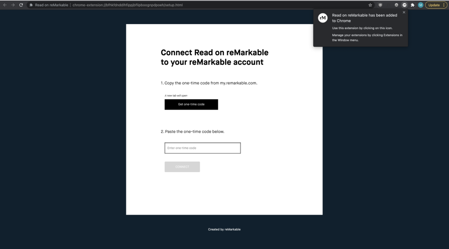 Read on reMarkable - Google Chrome Extension